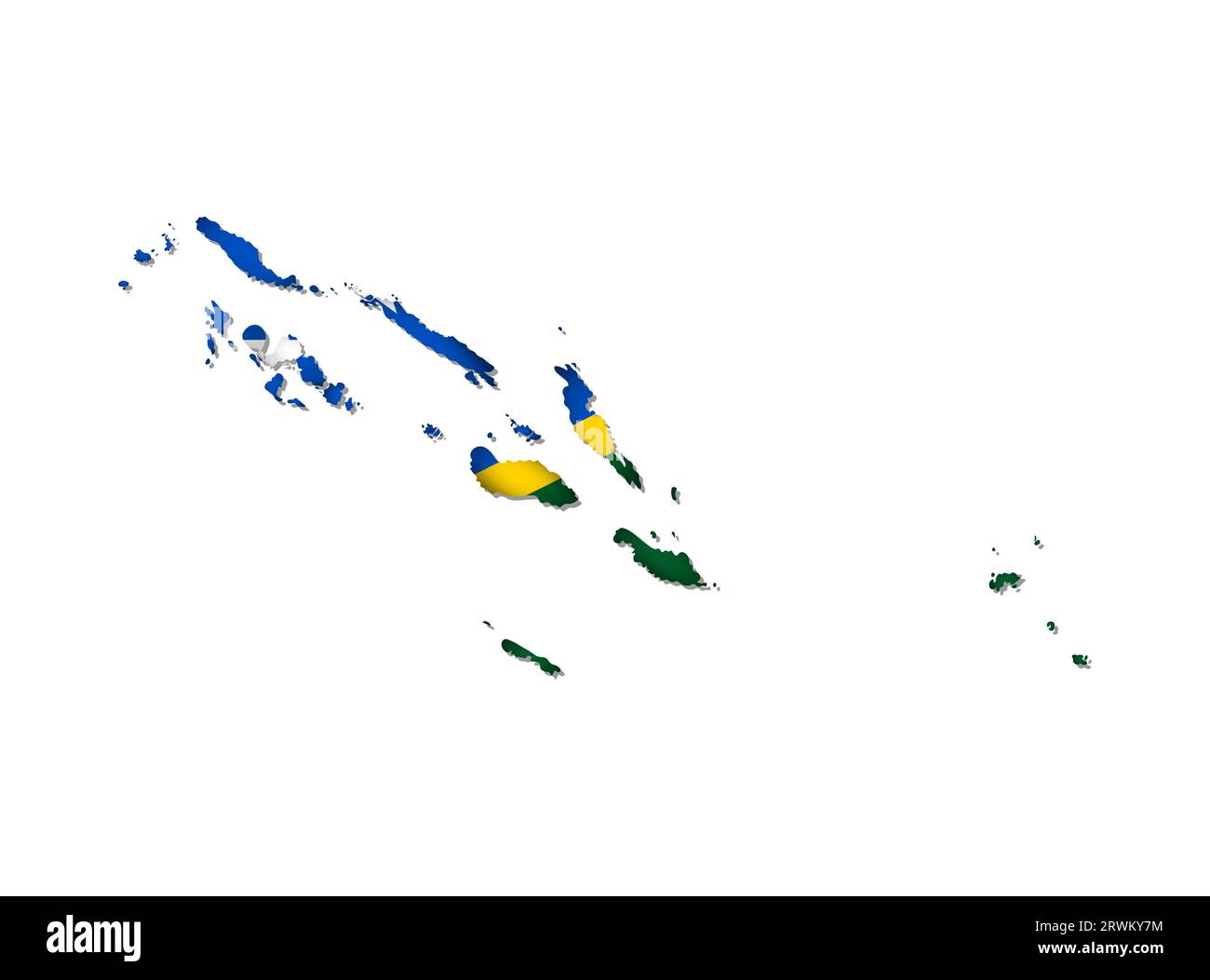 Vector isolated illustration with Solomon Islands national flag with shape of this map ...