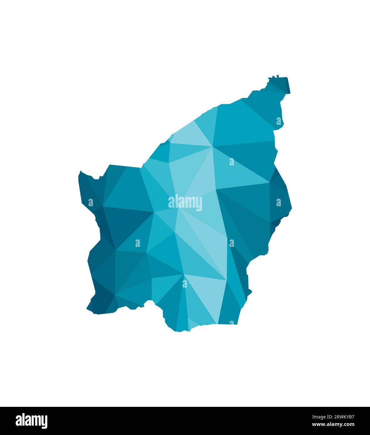 Vector isolated illustration icon with simplified blue silhouette of San Marino map. Polygonal ...