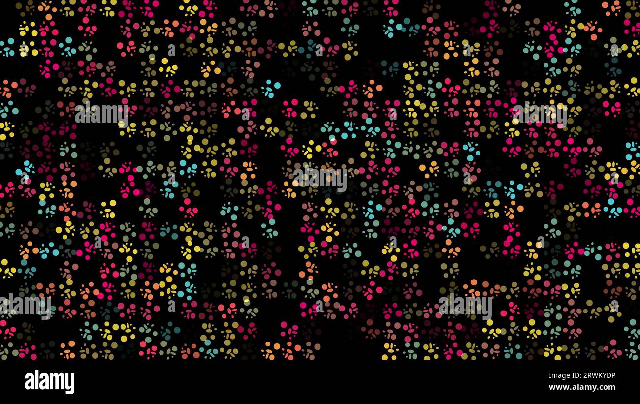 Colored flashing rotating Blots on black bg. Abstract festive ...