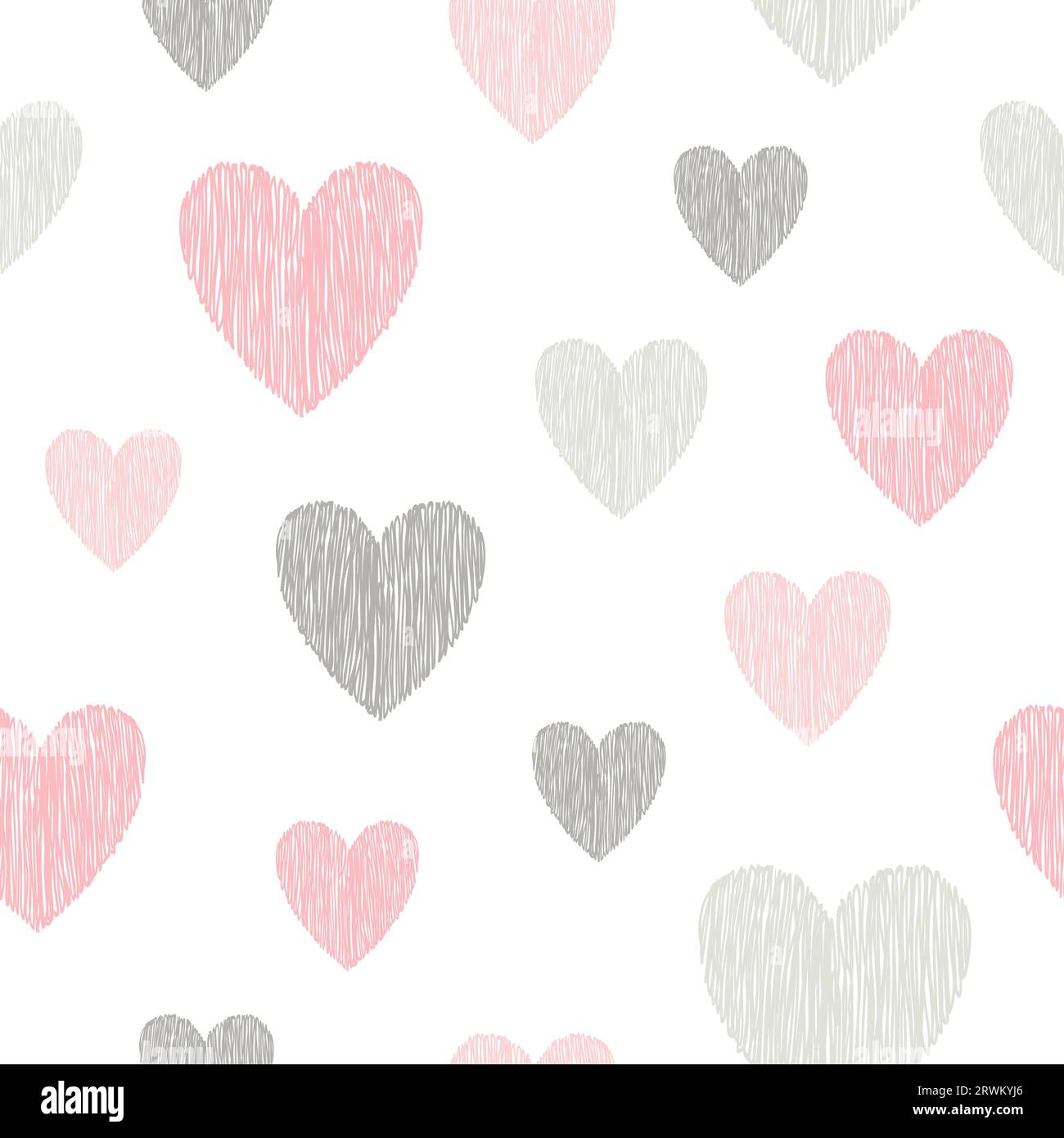 Seamless doodle hearts pattern. Love background Stock Vector Image ...