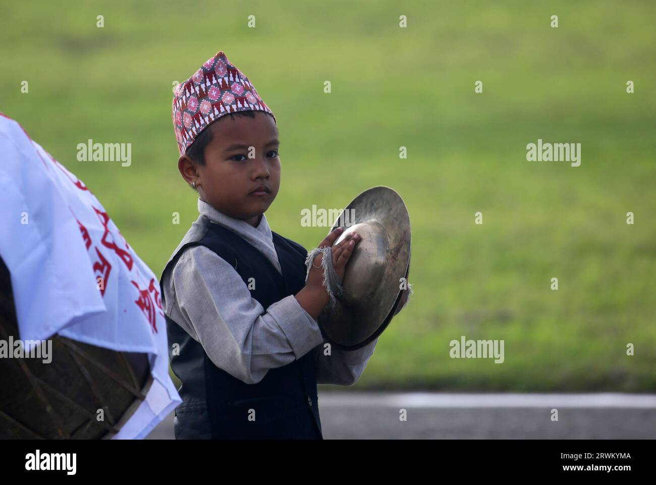 Kathmandu, Bagmati, Nepal. 20th Sep, 2023. A Nepali kid plays ...