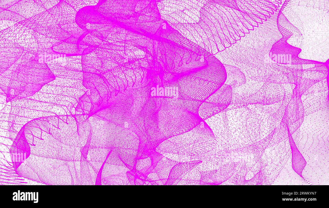 A storm of pink particles on a white background, particle tornado. Wave ...