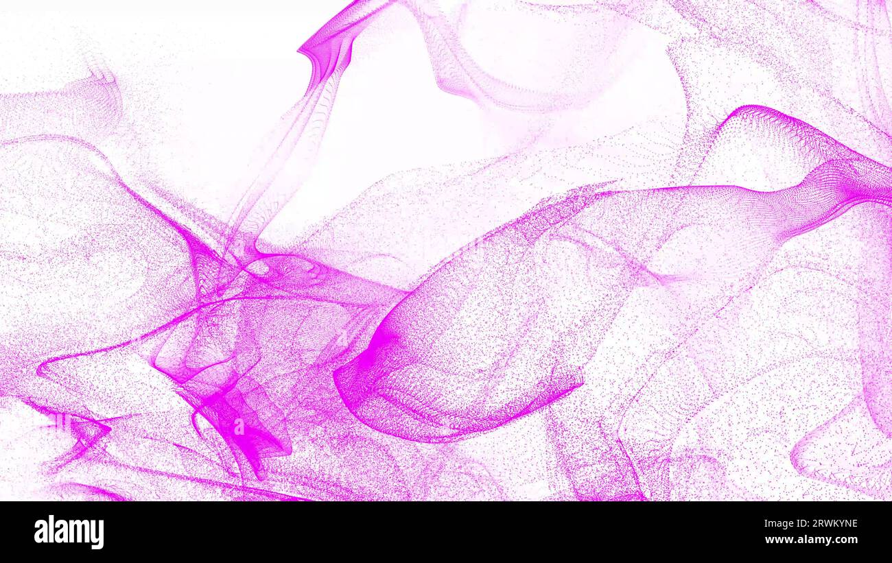 Pink streams and dots. Pink satin fabric in slow motion on white ...