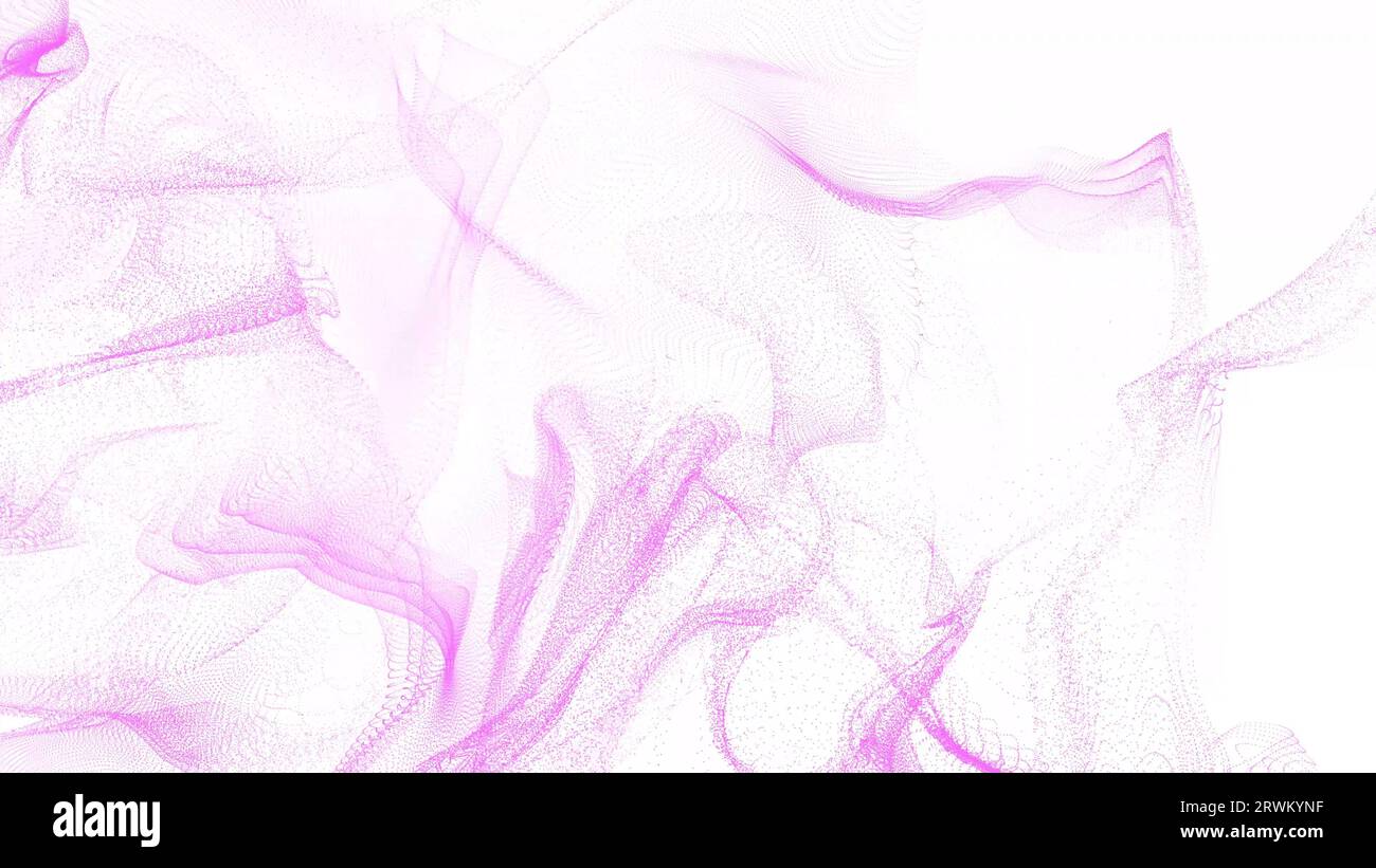 A storm of pink particles on a white background, particle tornado. Wave ...
