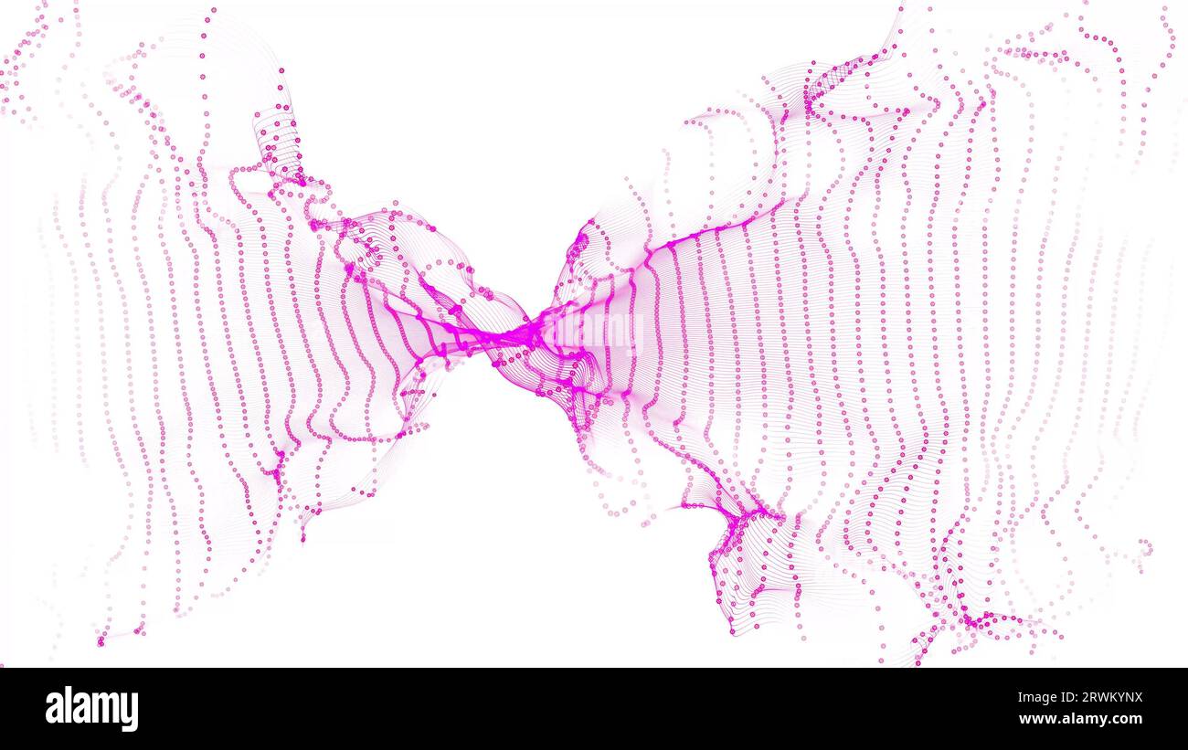 Pink wavy particles mesh background, pink dots background. Abstract ...