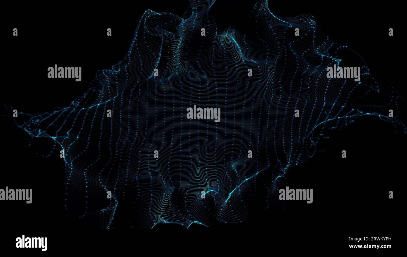 Blue wavy particles mesh background, blue dots background. Abstract ...