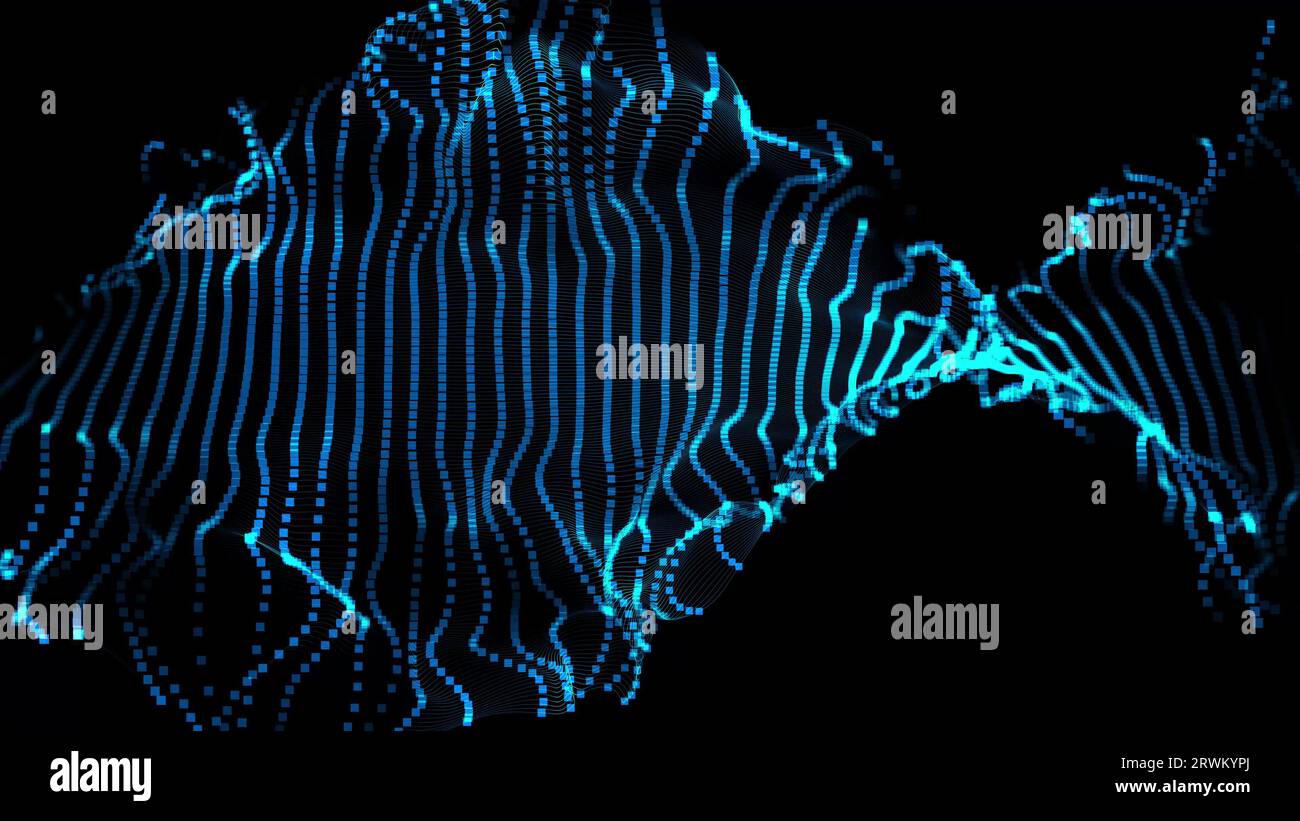 Blue wavy particles mesh background, blue dots background. Abstract ...