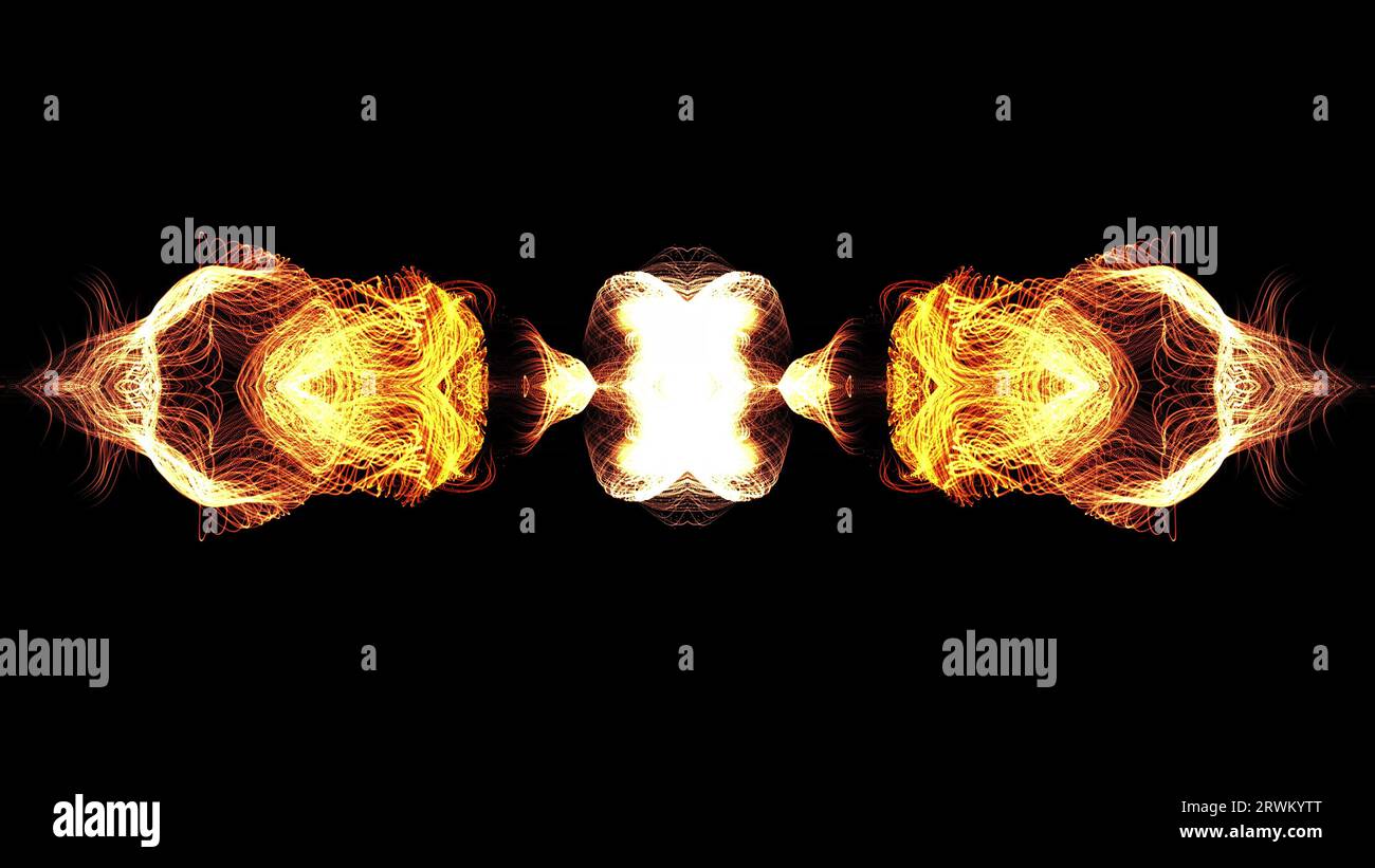 Abstract fire flows streams. Flasma and particles moving around in a ...