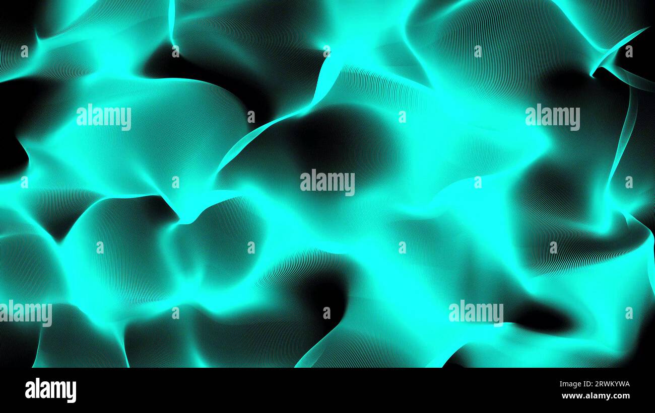 High tech field with glow particles form lines and surface waves ...