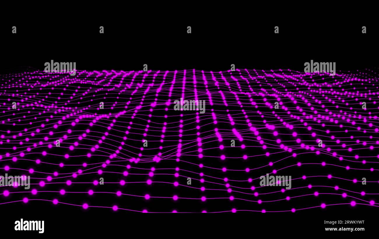 Wave particles background. Abstract digital particle wave and lights animation cyber or ...