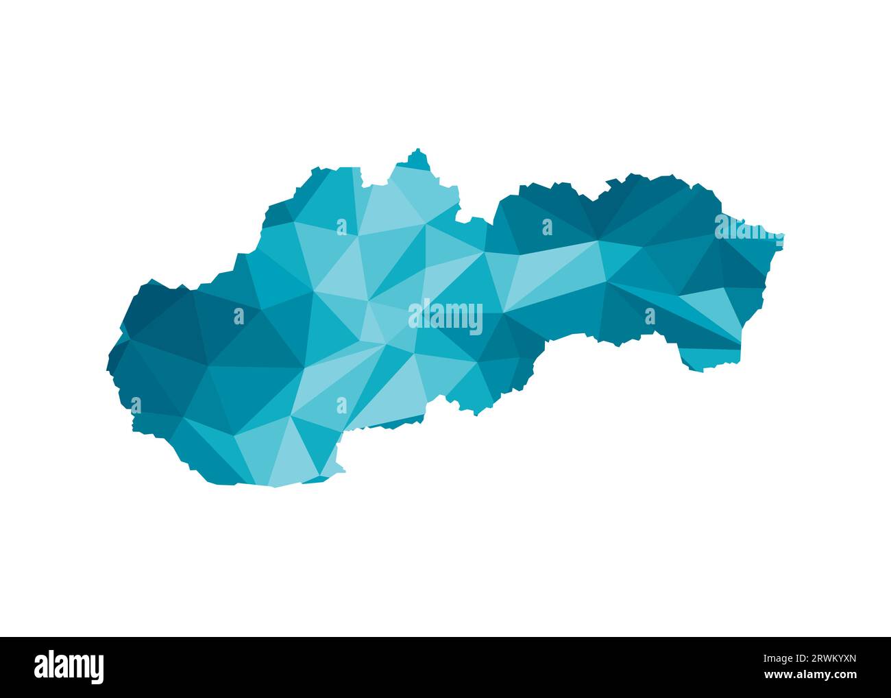 Vector isolated illustration icon with simplified blue silhouette of Slovakia map. Polygonal ...