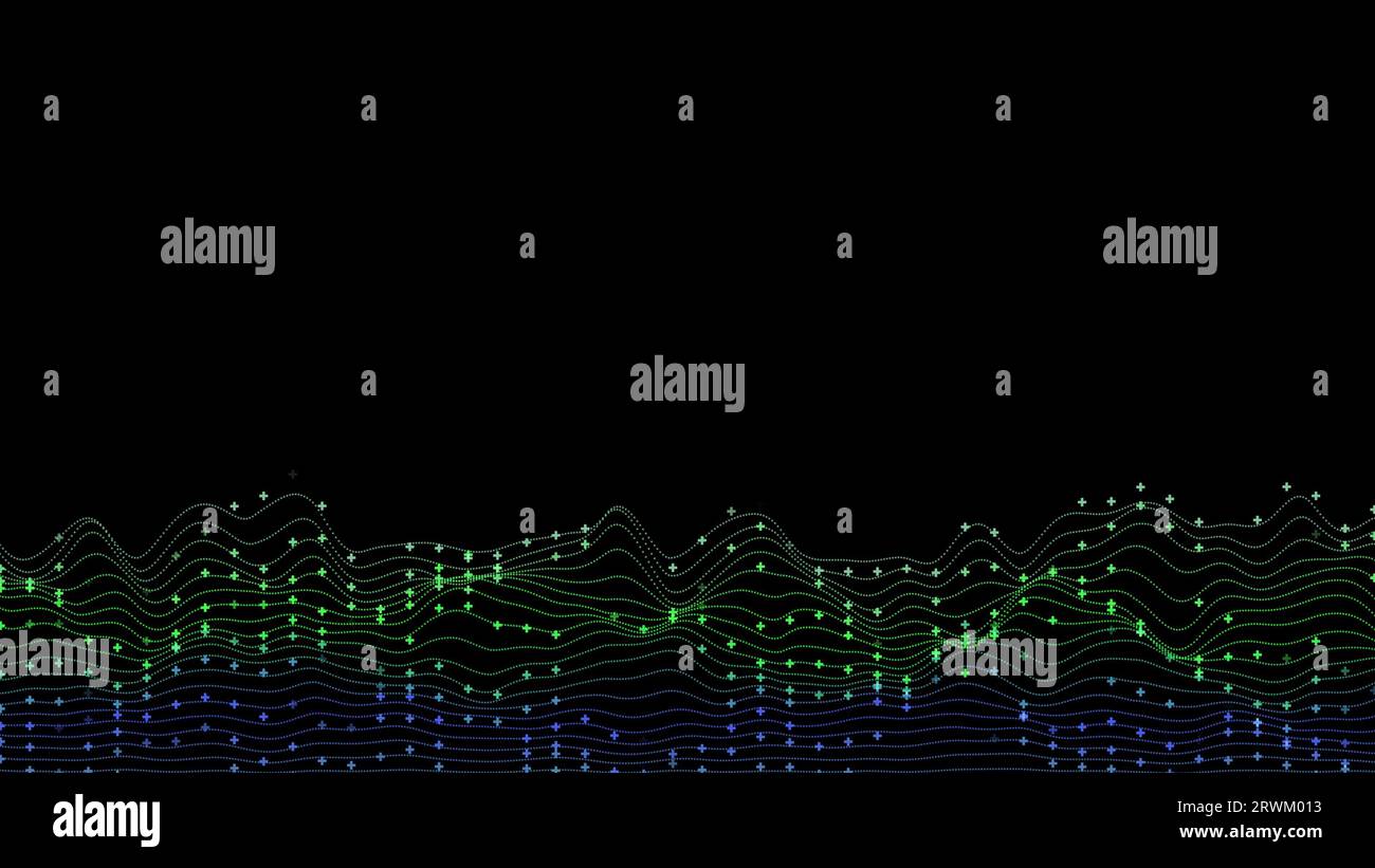 Fantastic particle wave object. Science concept. Abstract bg for logo ...