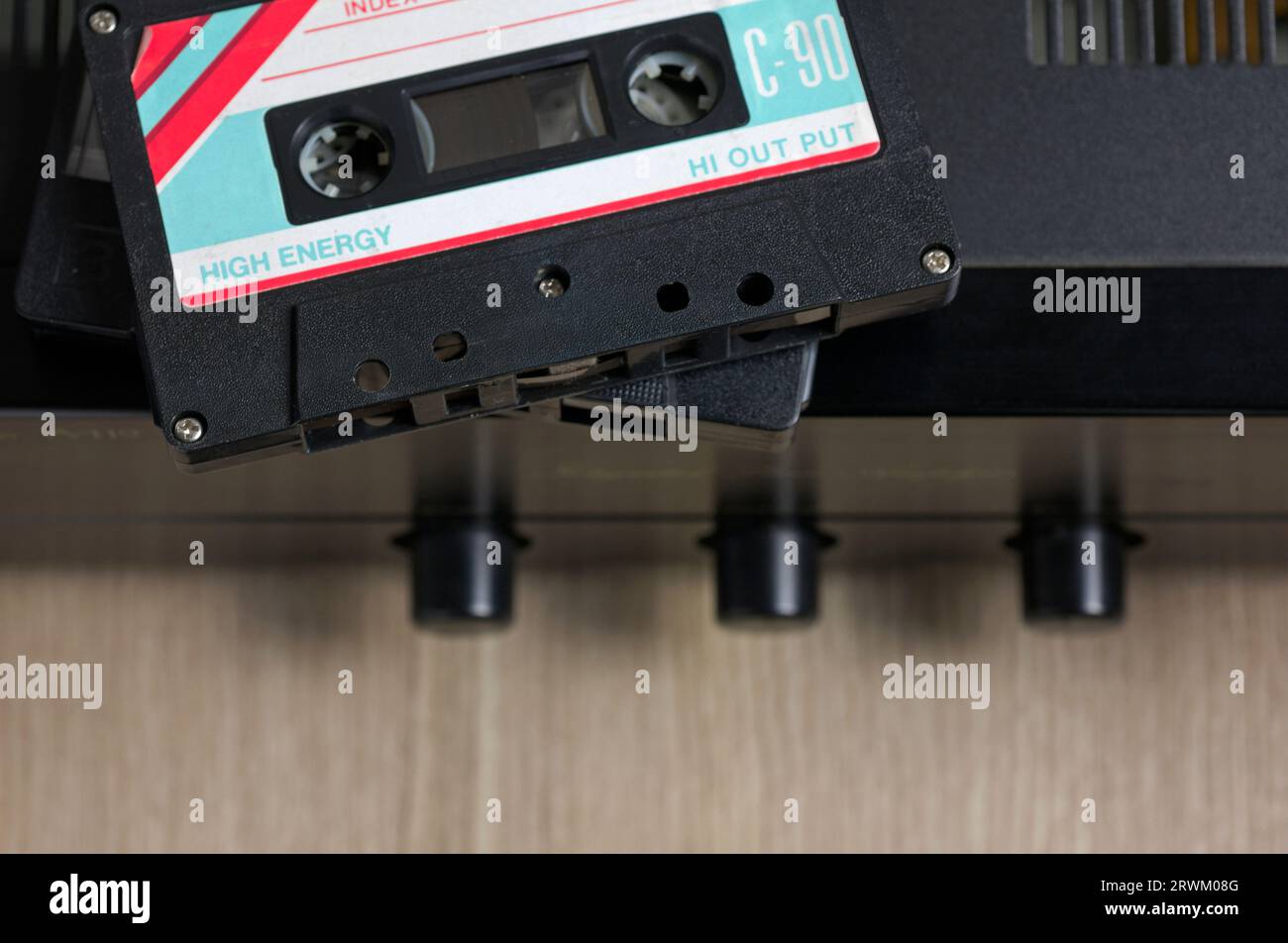 audio cassettes on amplifier Stock Photo - Alamy