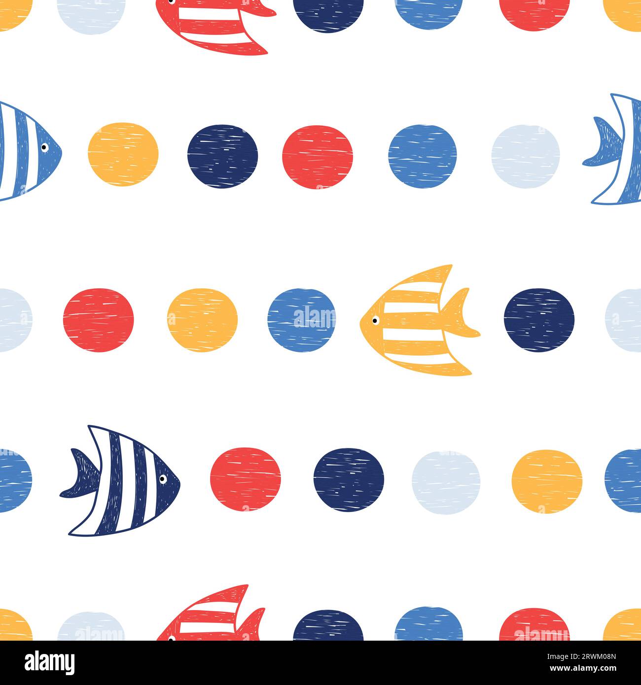 Colorful vector childish pattern with cute fish. Baby print Stock ...