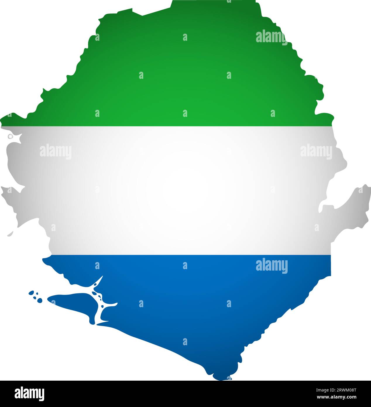 Illustration with Sierra Leone national flag with simplified shape of ...