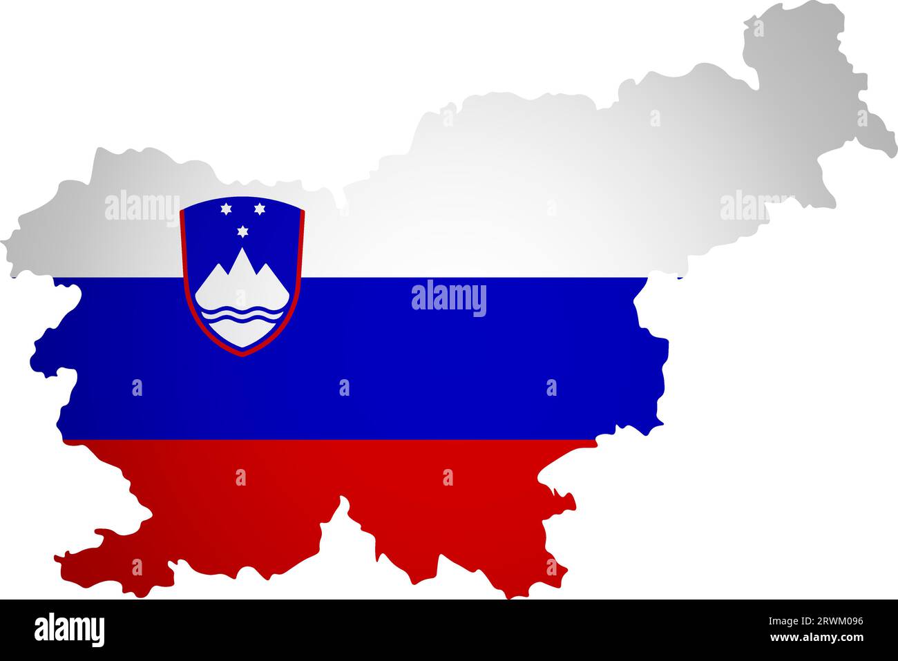 Illustration with national flag with simplified shape of Slovenia map ...