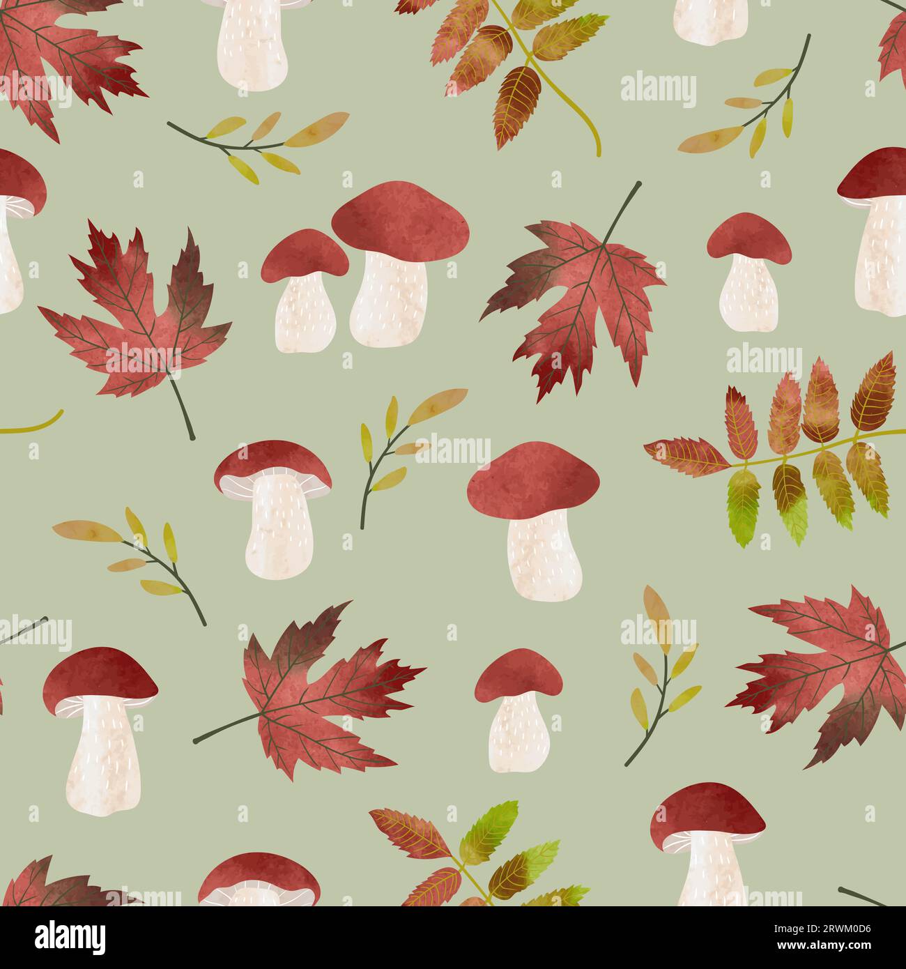 Fall fungi and leaves Stock Vector Images - Alamy