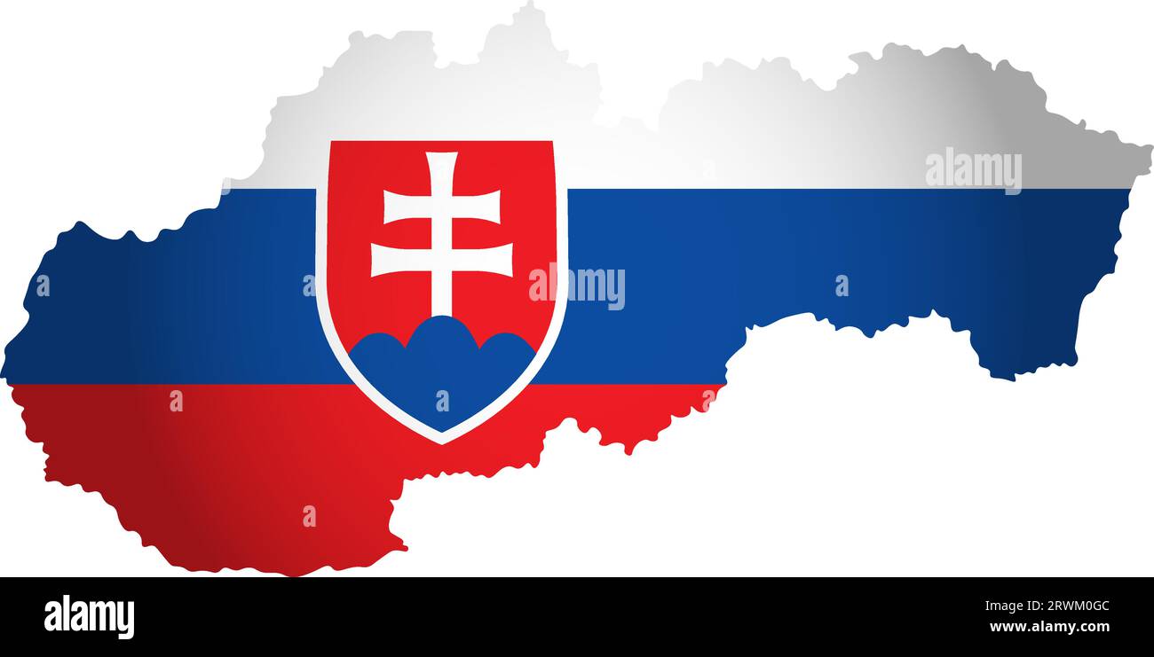 Illustration with Slovak national flag with simplified shape of ...