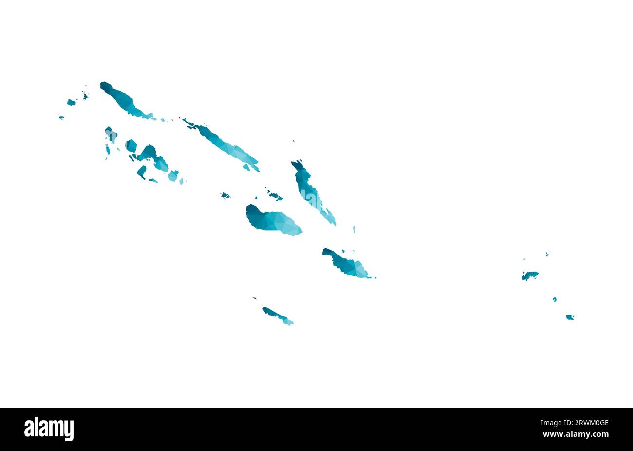 Vector isolated illustration icon with simplified blue silhouette of Solomon Islands map ...