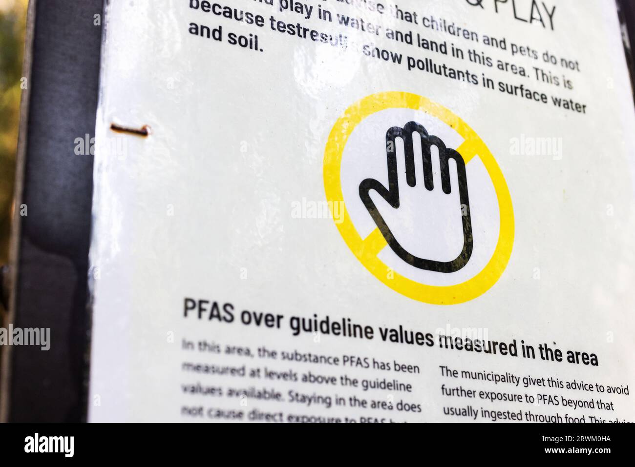 PFAS over guideline values, signs about advice against bath and play in ...
