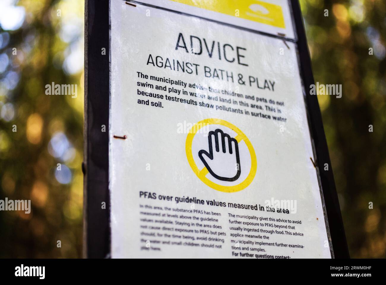 PFAS over guideline values, signs about advice against bath and play in ...