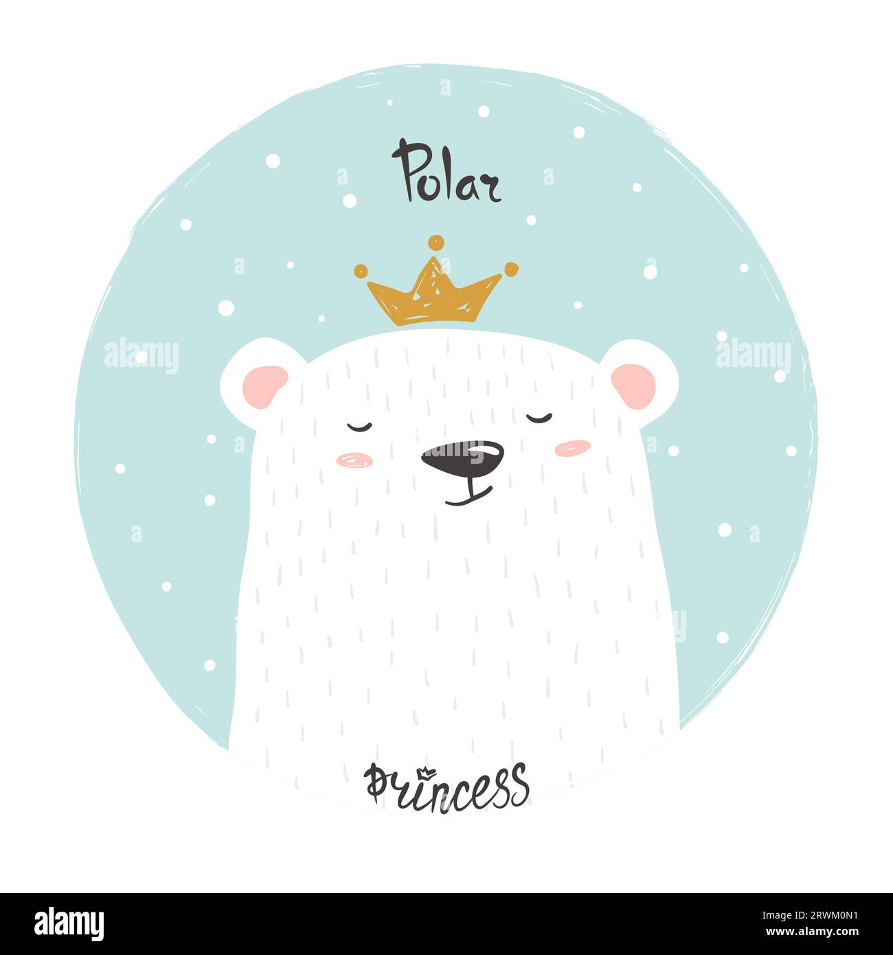 Cute polar bear princess vector illustration Stock Vector Image & Art ...