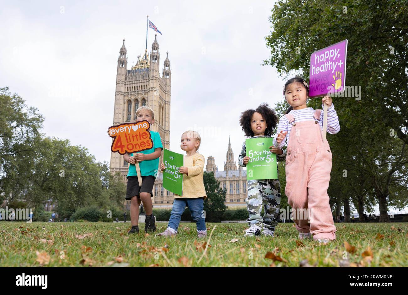 EDITORIAL USE ONLY Left to right - Cooper Jessemey (4), Eden Erangey ...