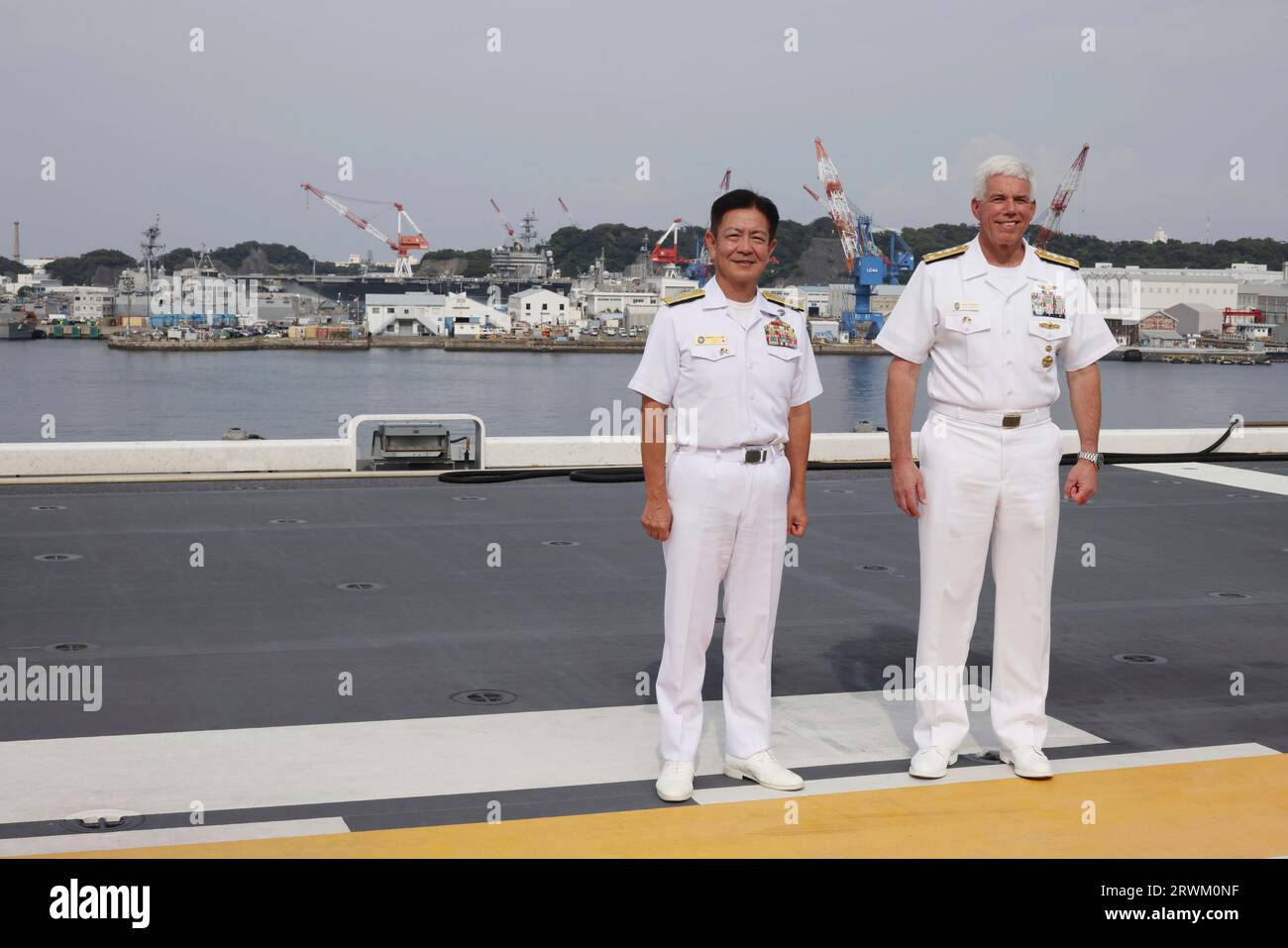 Japanese Admiral Akira Saito (L) Commander in Chief, Self Defense Fleet ...