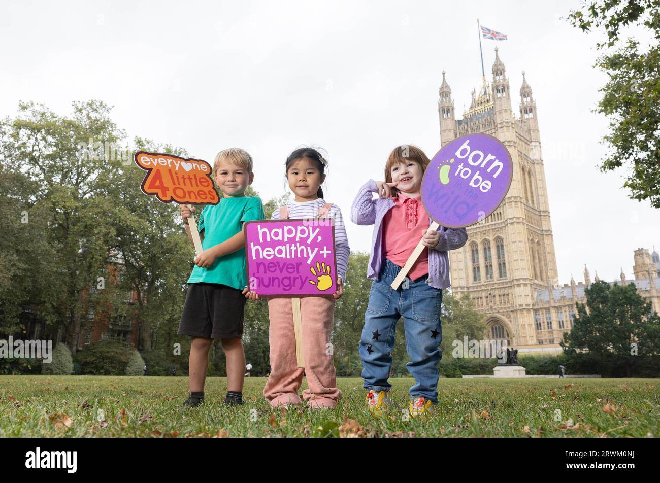 EDITORIAL USE ONLY Left to right - Cooper Jessemey (4), Ruby Tang (4 ...