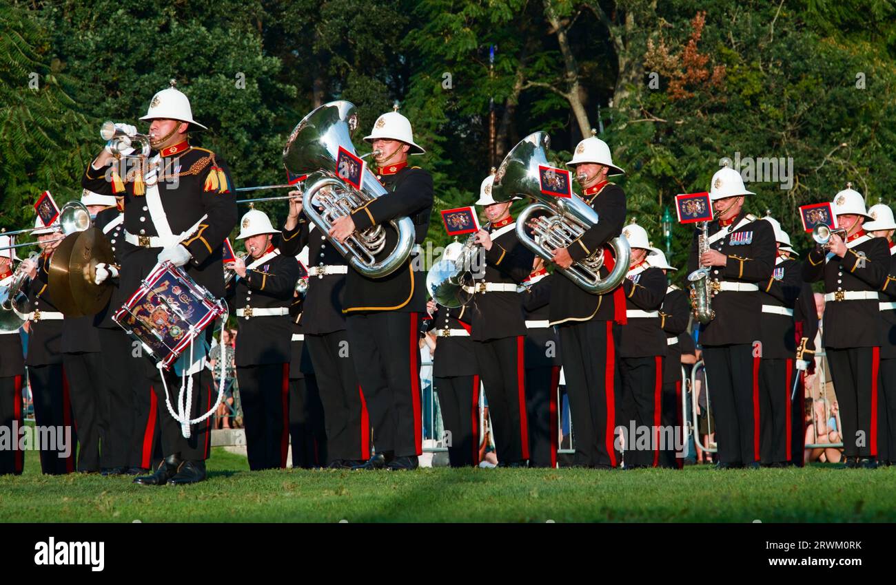 Royal Marines Band Service Marching Band Beating The Retreat In ...