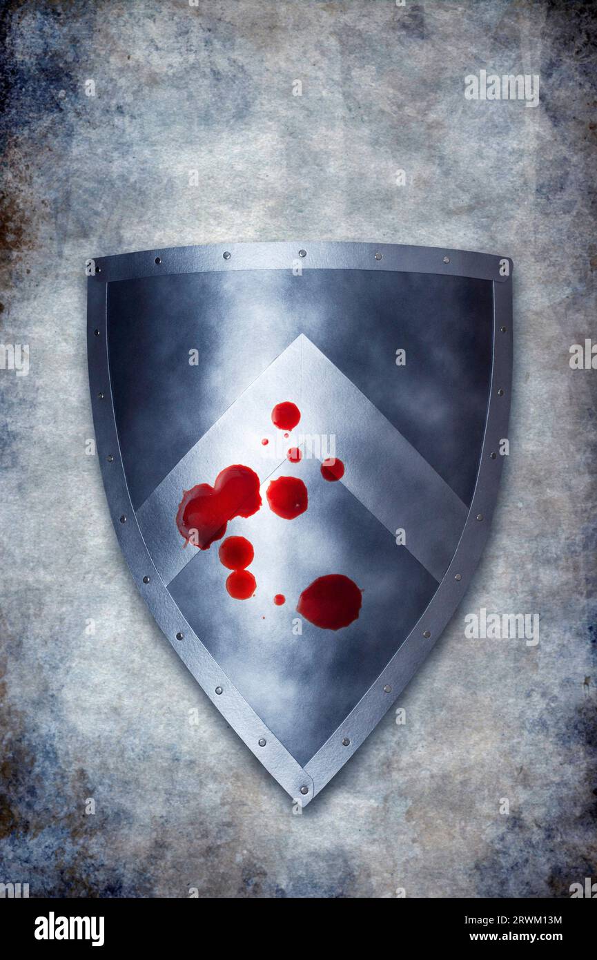 medieval shield stained with blood Stock Photo - Alamy