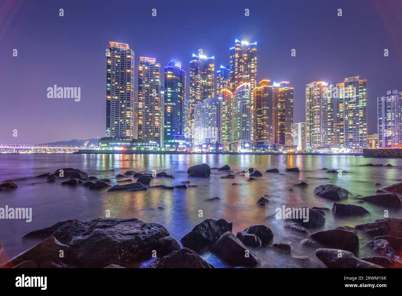 The night view of Haeundae Marine City in Busan, Korea Stock Photo - Alamy