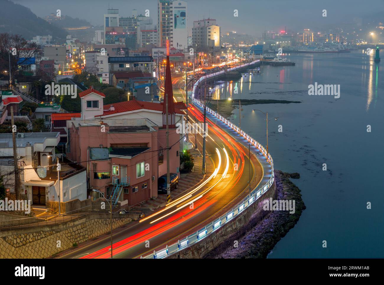 a spectacular illuminated seaport night view Stock Photo - Alamy