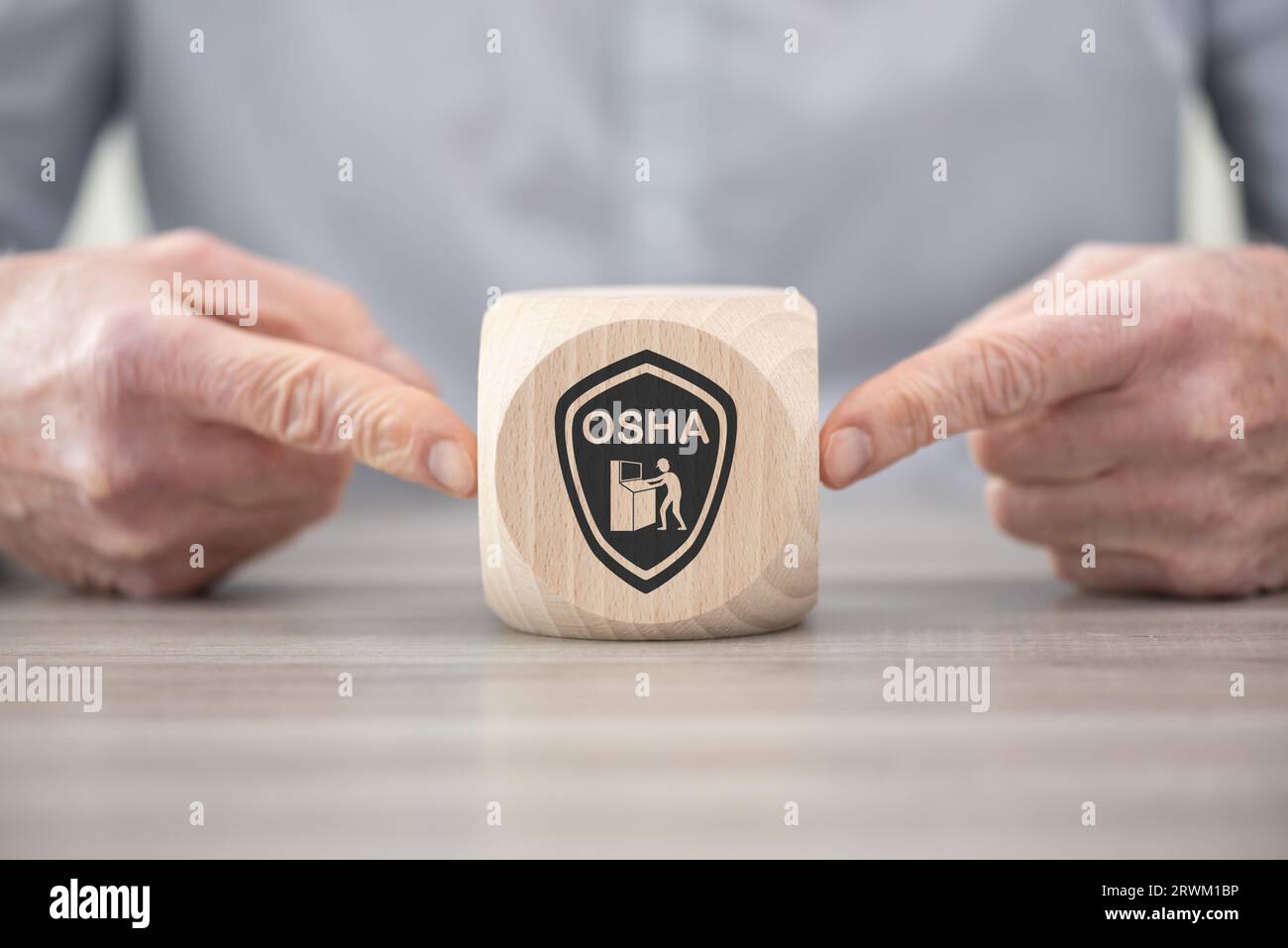 Wooden block with symbol of osha concept Stock Photo - Alamy