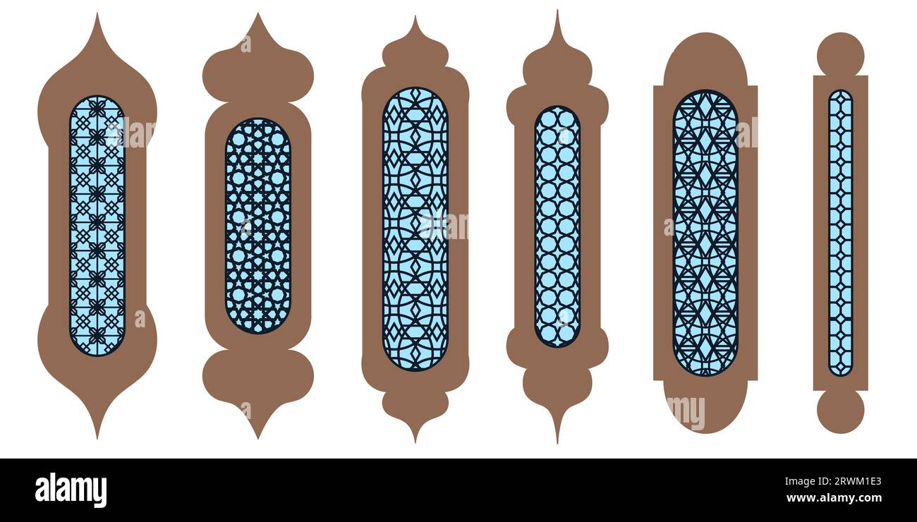 Collection of arabian oriental windows. Laser cut grill. Modern design ...