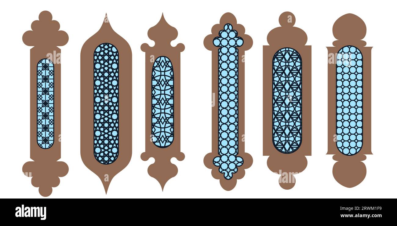 Collection of arabian oriental windows. Laser cut grill. Modern design ...