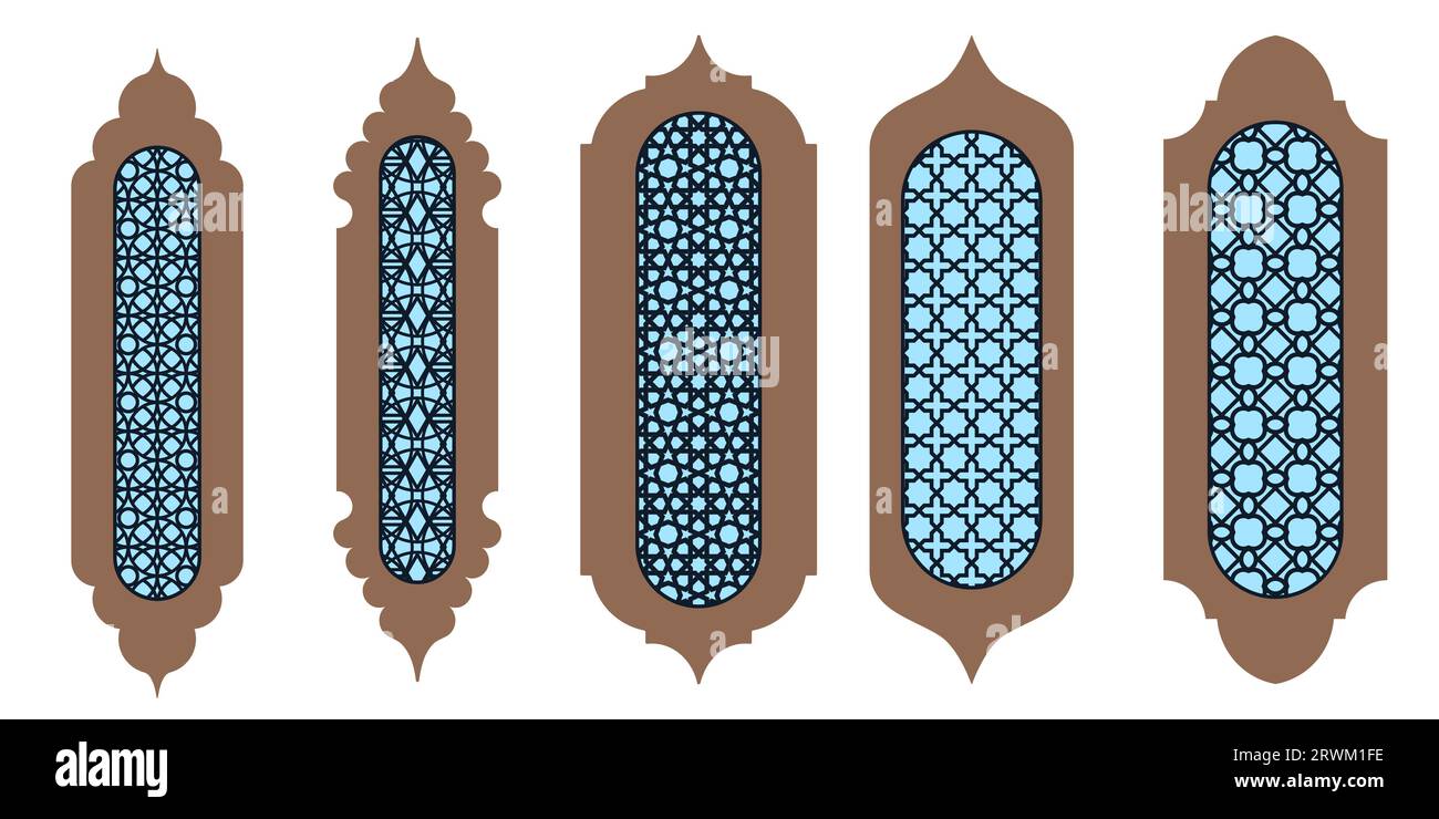 Collection of arabian oriental windows. Laser cut grill. Modern design ...