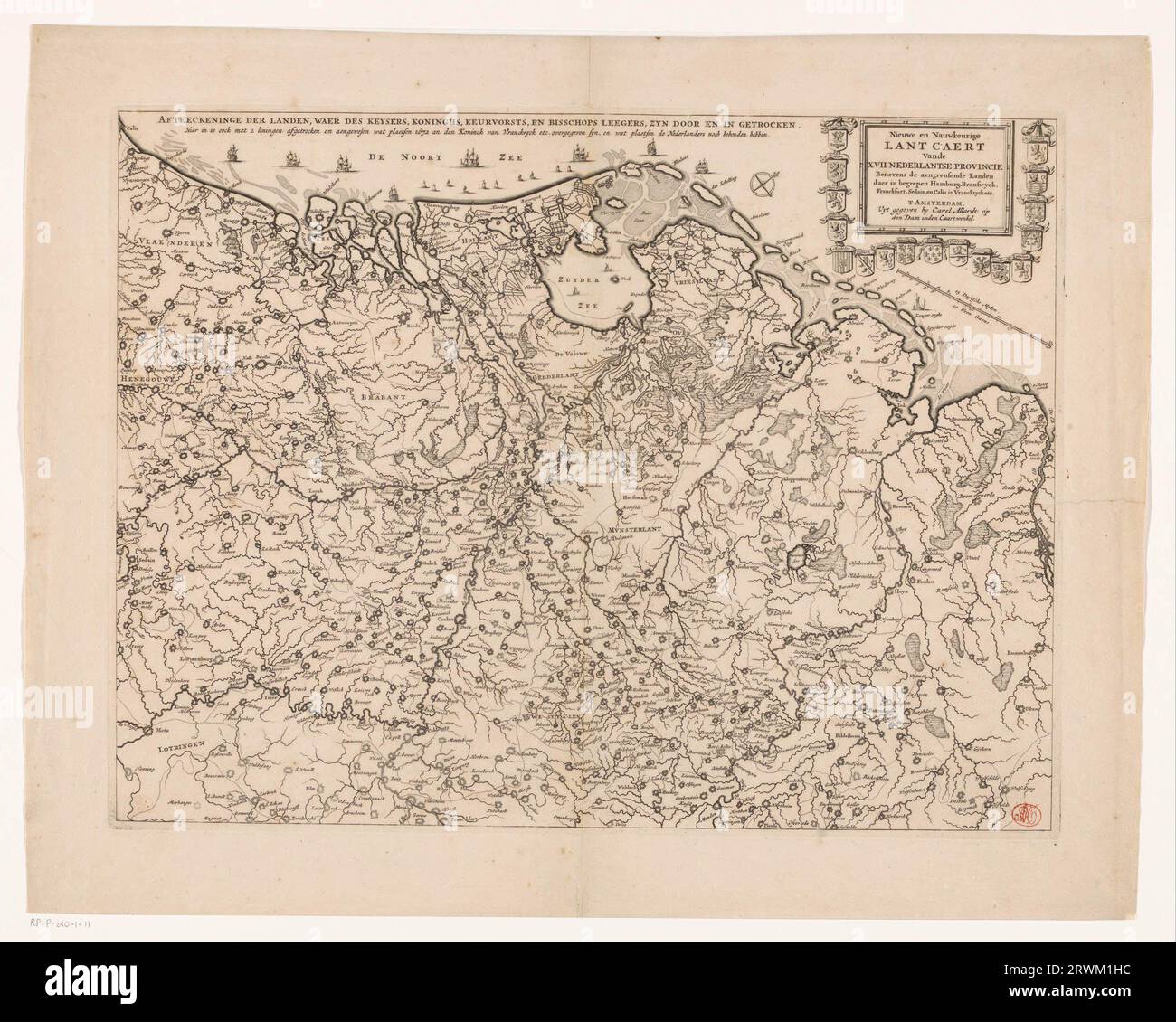 Map of the Netherlands with the war situation of 1672-73 Stock Photo ...