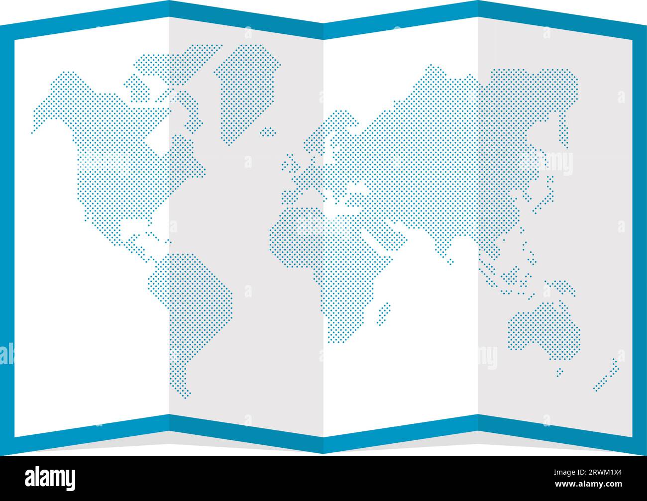 Vector illustration of four-fold world map ( drawn with circular dots ...