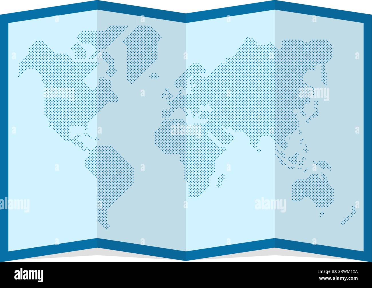 Vector illustration of four-fold world map ( drawn with circular dots ...