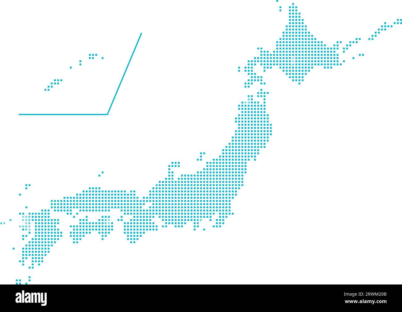 Vector illustration of Japan map (map drawn with square dots Stock ...