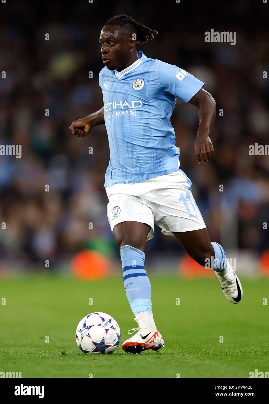 Manchester City's Jeremy Doku during the UEFA Champions League Group G ...