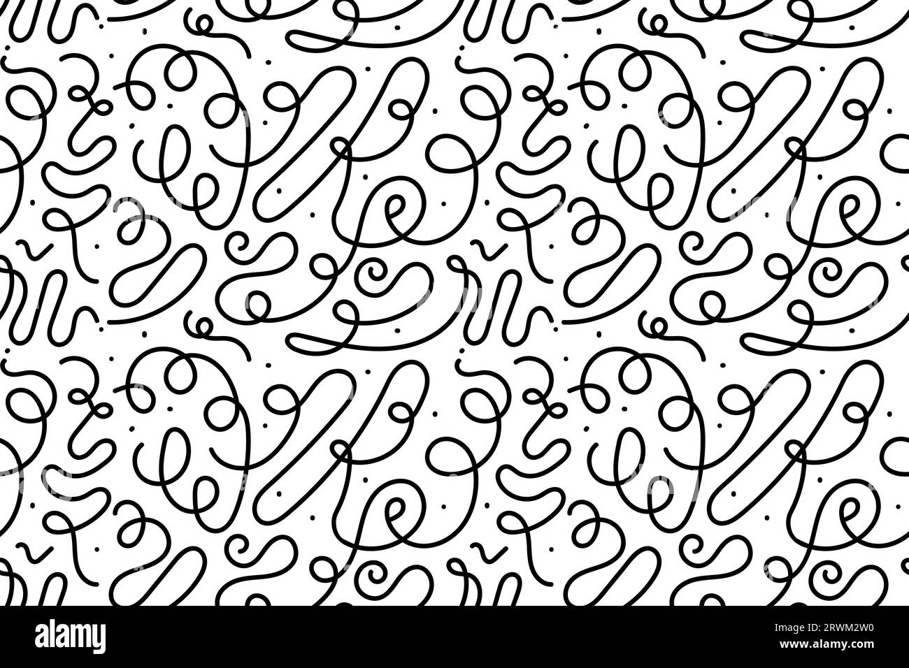 black squiggle doodle seamless pattern. Creative abstract squiggle ...