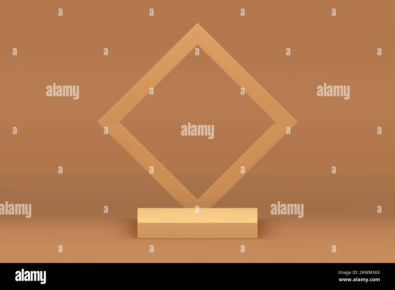 Beige 3d squared podium geometric pedestal with rhombus wall background ...