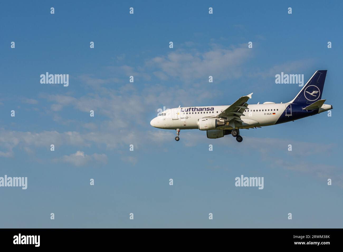 Lufthansa Airbus A319-114 before landing at Zurich Airport Stock Photo ...