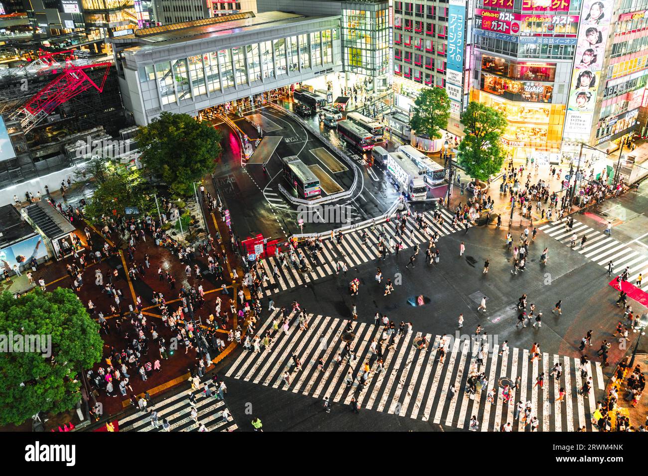 Shibuya Scramble Crossing from above, Tokyo Stock Photo - Alamy