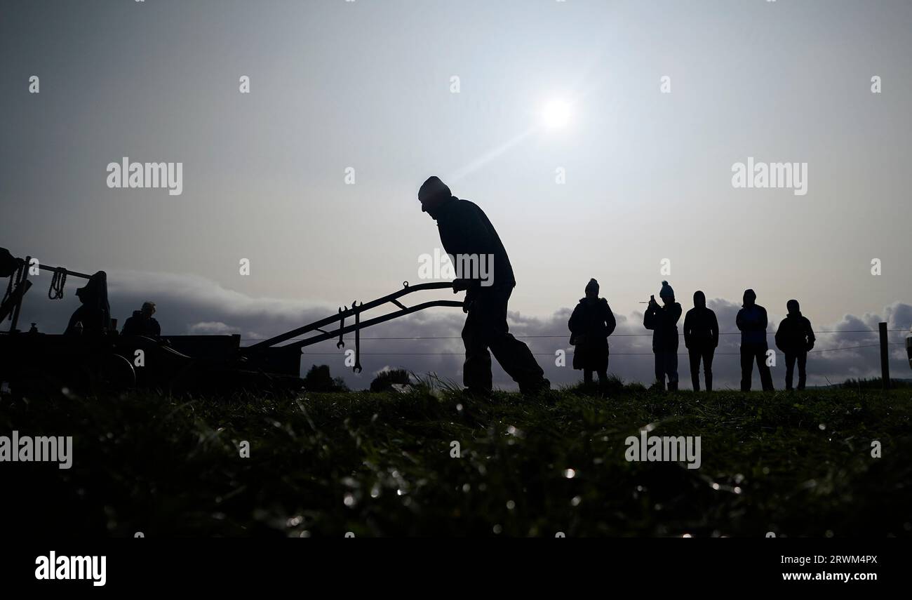 Spectators watch the senior horse ploughing section on day 2 of the ...