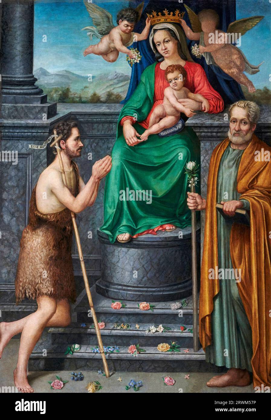 Madonna in trono col bambino e san giovanni battista hi-res stock ...