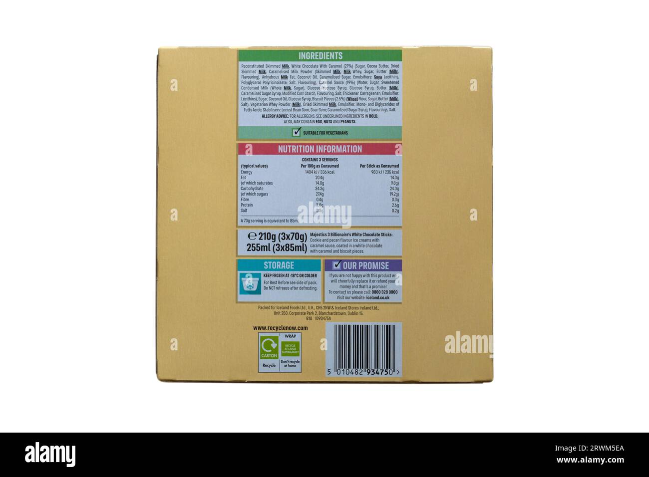 Ingredients & nutritional information on back of box of Iceland ...