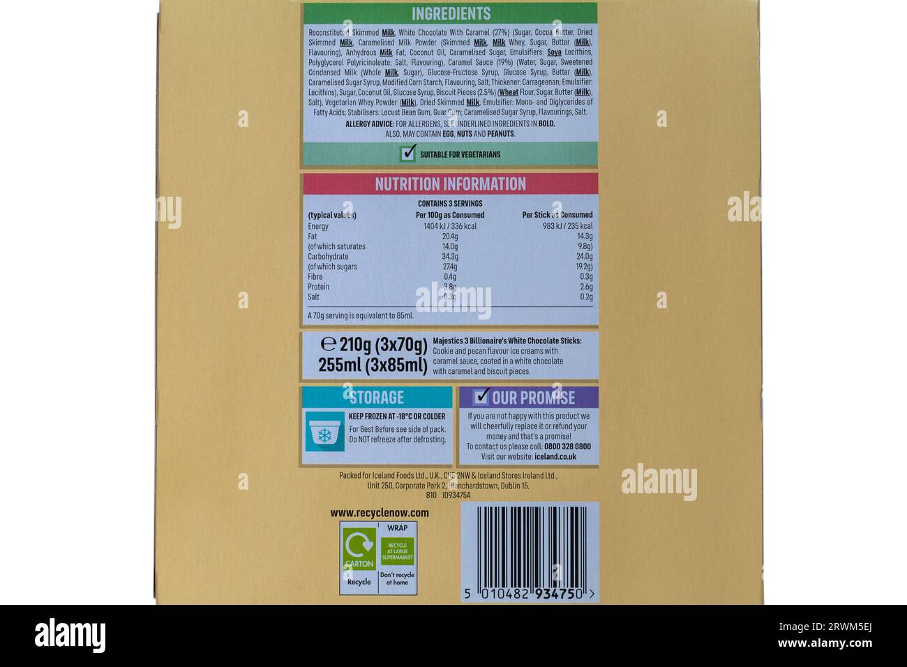 Ingredients and nutritional information on back of box of Iceland ...